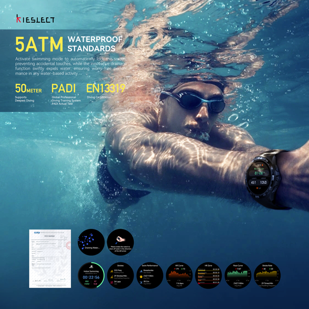 Kieslect Actor Smartwatch with GPS+5ATM and Stunning Ceramic Bezel (OF ...